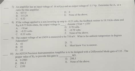 Solved An Amplifier Has An Input Voltage Of MVpp And Chegg Com