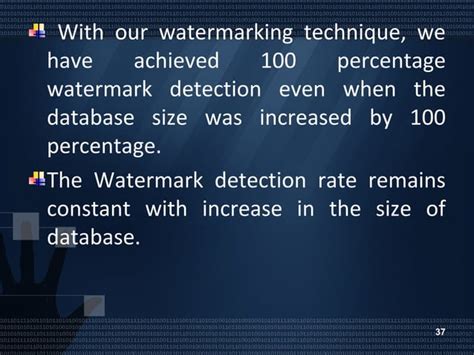Robust Lossless Watermarking Of Relational Databases Using Multimedia Dataanju Paul Final Ppt