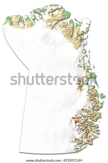 Relief Map Northeast Greenland National Park Stock Illustration