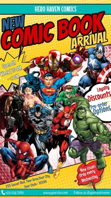 Comic Book Store Ad Instagram Reel Template Postermywall