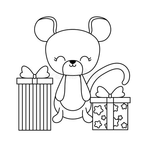 Cute Mouse With T Boxes Stock Illustration Illustration Of Boxes