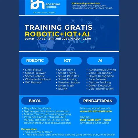 Pelatihan Training Gratis Robotic Iot Ai Oleh Idn Boarding School Solo 2024 R Indonesia