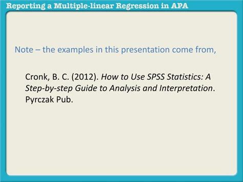 Reporting A Multiple Linear Regression In Apa Pptx