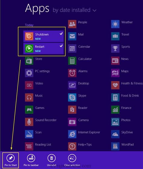 adding shutdown and restart to windows 8 1 start screen