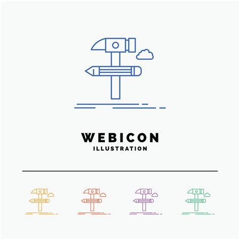 Build Design Develop Tool Tools 5 Color Line Web Icon Template Isolated On White Vector