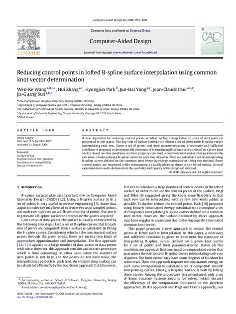 Pdf Reducing Control Points In Lofted B Spline Surface Interpolation Using Common Knot Vector