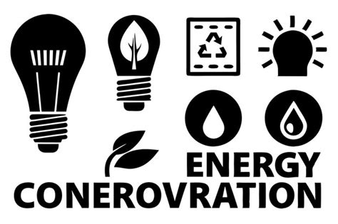 Energy Conservation Led Lights And Energysaving Icons Vector