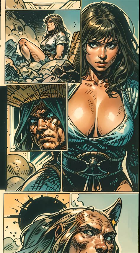 A Comic Strip With A Woman In A Bikini And A Man In A Hat Seaart Ai