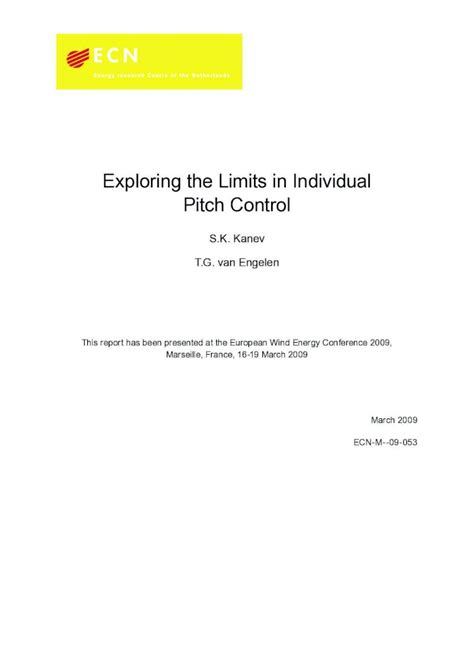 PDF Exploring The Limits In Individual Pitch Control Individual Pitch Control IPC Is An