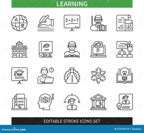 Learning Editable Stroke Icon Set Stock Illustration Illustration Of