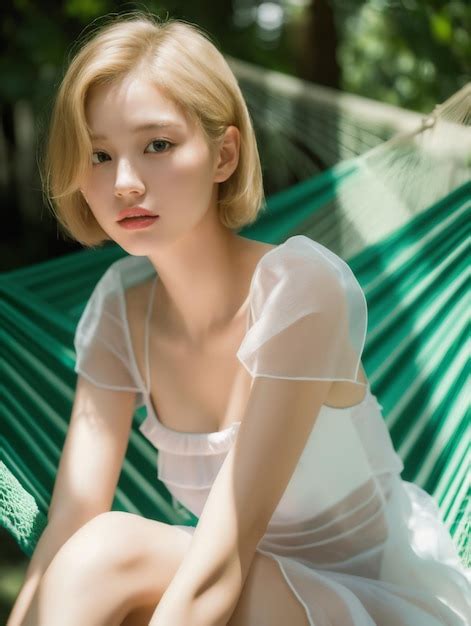 Premium Ai Image Portrait Of Women Sitting On Hammock