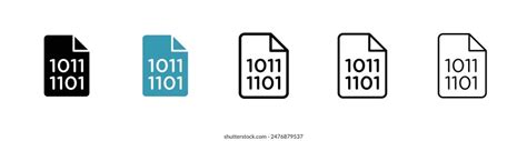 File Binary Black Liner Icon Collection Stock Vector Royalty Free Shutterstock