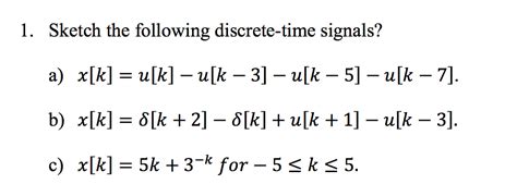 Solved Sketch The Following Discrete Time Signals C Chegg