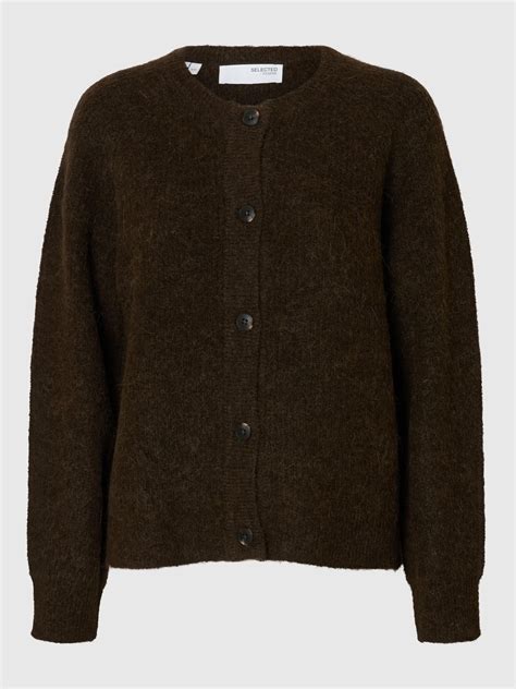 Uldblanding Cardigan Brun Selected