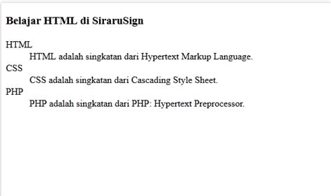 Membuat Description List Dalam HTML SIRARUHIBER