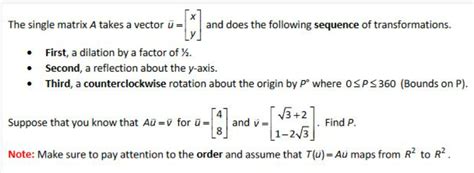Solved The Single Matrix A Takes A Vector Uˉ Xy And Does
