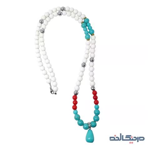 خرید و قیمت گردنبند فیروزه و اونیکس سفید سنگ جید از غرفه درنیکا لند