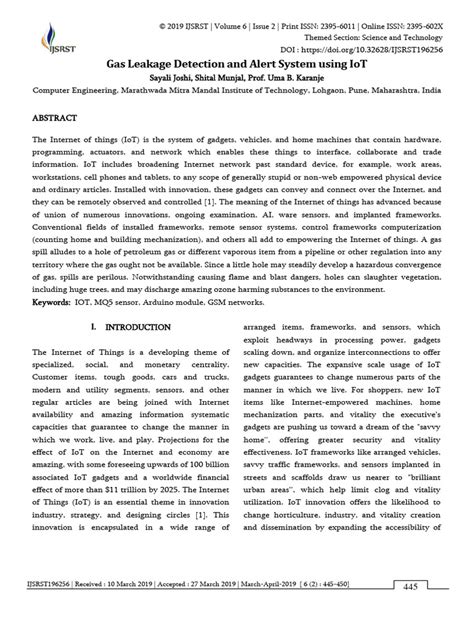 Gas Leakage Detection And Alert System U Pdf Internet Of Things