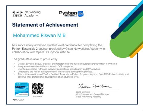 Pythonproficiency Ciscocertification Mohammed Riswan M B