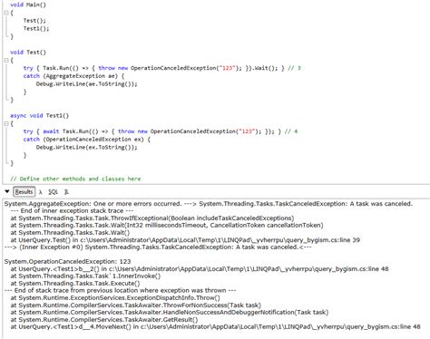 C Taskwait Unexpected Behavior In Case Of Operationcanceledexception Stack Overflow