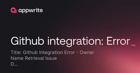 Github Integration Error Threads Appwrite