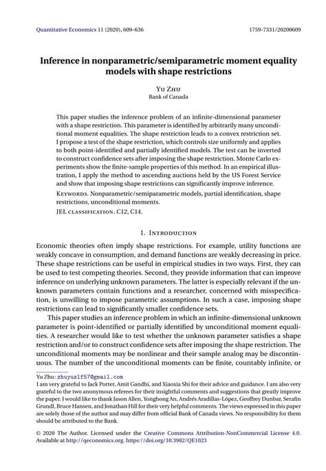 Pdf Inference In Nonparametric Semiparametric Moment Equality Models With Shape Restrictions