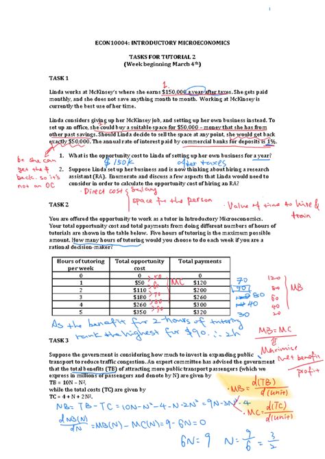 W IM Tutorial Week ECON INTRODUCTORY MICROECONOMICS TASKS FOR TUTORIAL Week