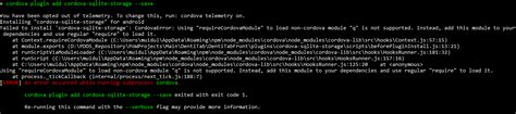 Failed To Install Cordova Sqlite Storage CordovaError Using RequireCordovaModule To Load
