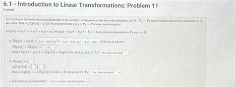 solved 6 1 introduction to linear transformations problem