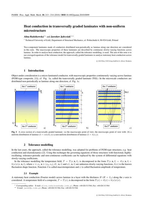 Pdf Heat Conduction In Transversally Graded Laminates With Non Uniform Microstructure