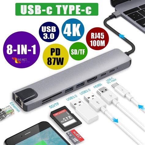 Jual Type C Usb C To Hdtv Lan Rj Usb Pd Sd Tf Converter In Type C In Sdtf Shopee