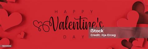 빨간 발렌타인 데이 인사말 카드 디자인 빨간 종이 하트와 해피 발렌타인 데이 텍스트 0명에 대한 스톡 사진 및 기타 이미지 0명 14 2월 Istock