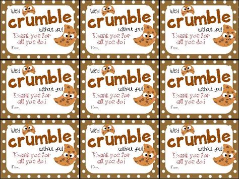 Cookies Teacher Staff Appreciation Tag Wed Crumble Without You