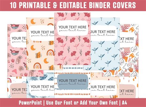 Powerpoint Binder Covers Printable Editable Geometric And Floral Coversspines Binder