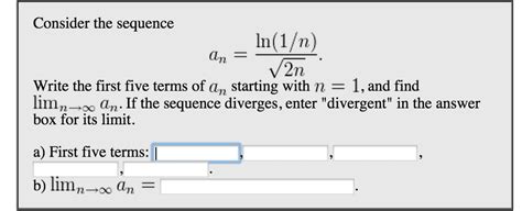 Solved Calculus Sequences List The First Five Terms Of The