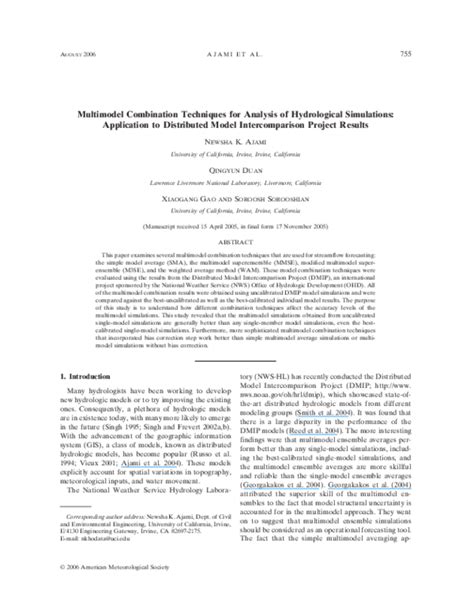 Pdf Multi Model Combination Techniques For Hydrological Forecasting Application To