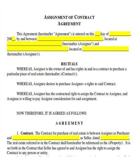 Purchase Assignment Agreement Assignment Of Purchase And Sale Agreement