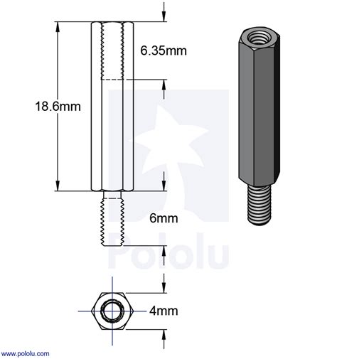 Aluminum Standoff For Raspberry Pi 186mm Length 6mm M25 Thread M F