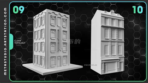 50个blender城市房屋建筑楼房3d模型 Blender布的