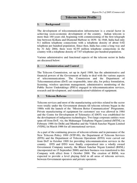 Telcom Sector Profile Pdf Telecommunications Electronics