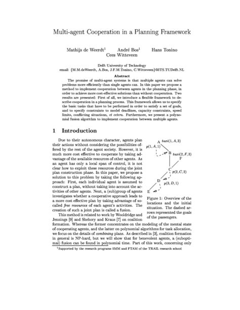 Pdf Multi Agent Cooperation In A Planning Framework