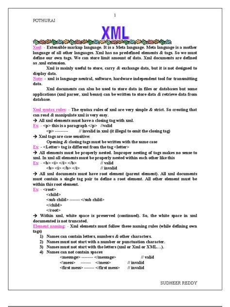 Xml Notes Pdf Html Element Xml