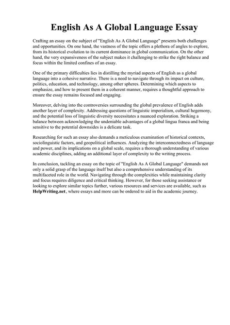 English As A Global Language Essay English As A Global Language Good Or Bad A Level