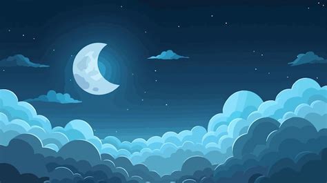 달 과 구름 을 가진 조용 한 밤 하늘 터 일러스트레이션 프리미엄 Ai 생성 벡터