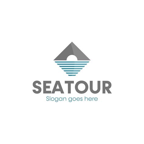 바다 투어 로고 디자인 템플릿 프리미엄 벡터