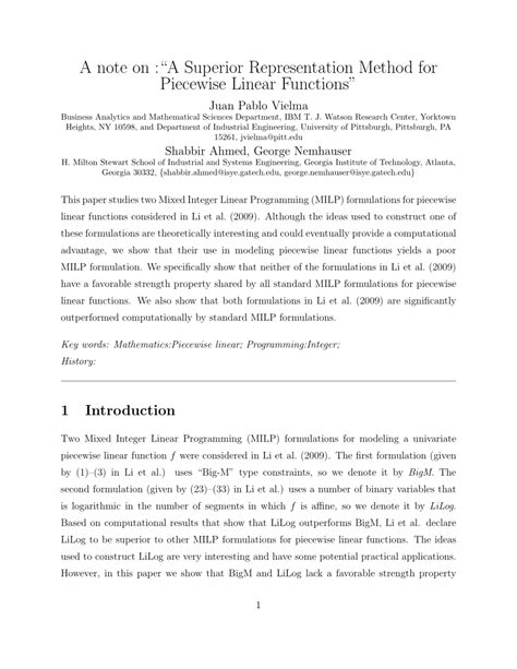 pdf a note on “a superior representation method for piecewise linear