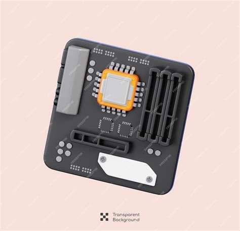 Premium Psd Pc Motherboard Isolated Computer Hardware Element Icon 3d