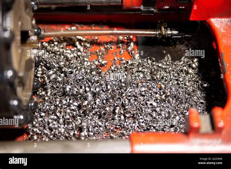 A Lot Of Metal Shavings Close Up After Working On A Milling Machine Or