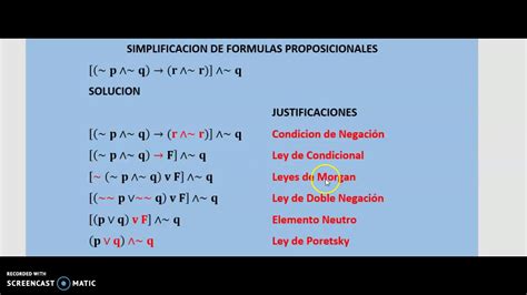 Simplificacion De Formulas Proposicionales Clase 1 Youtube