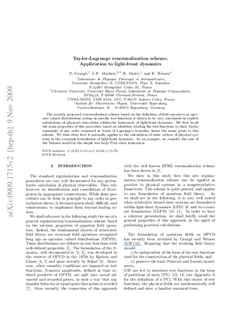 Pdf Taylor Lagrange Renormalization Scheme Application To Light